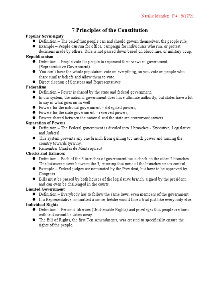 Principles of The Constitution Notes | PDF | Politics | Social Science