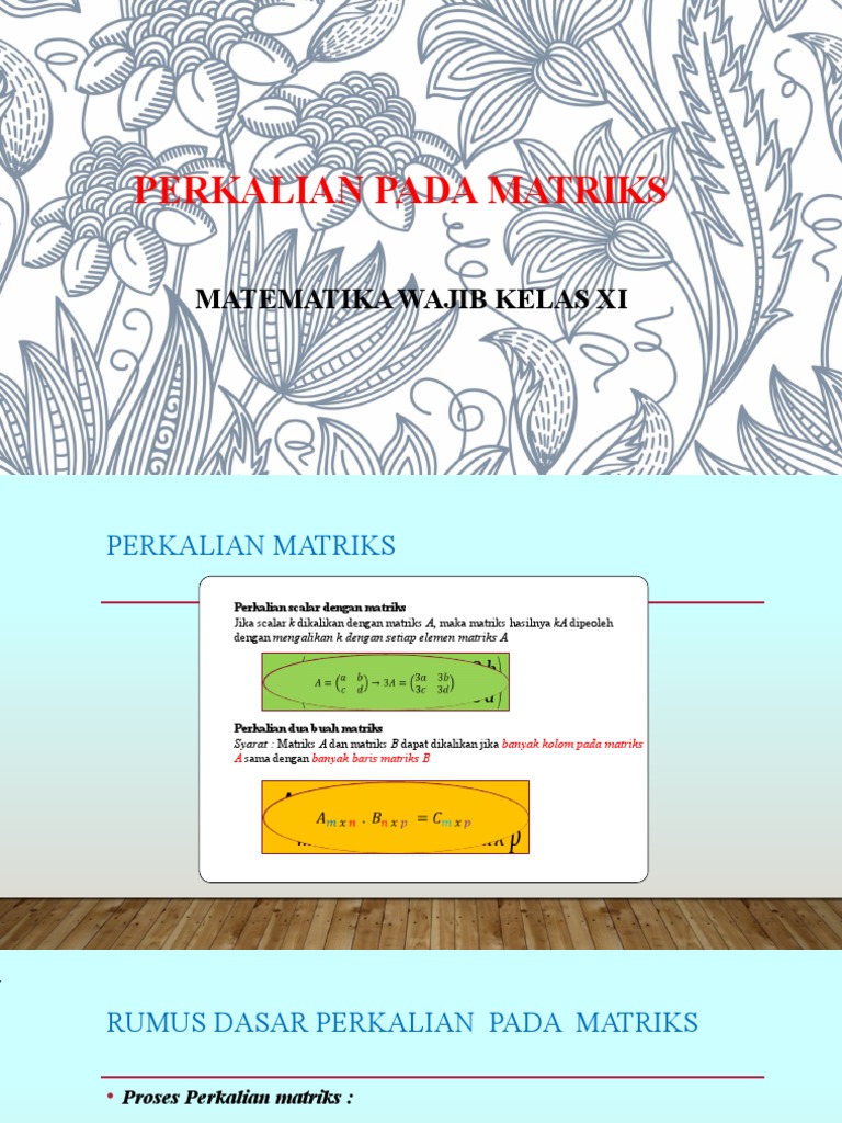 Syarat dan Contoh Perkalian Matriks | PDF