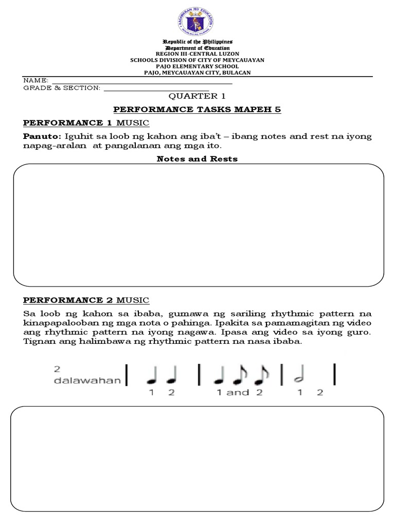 Quarter 1 - MAPEH Performance Task | PDF