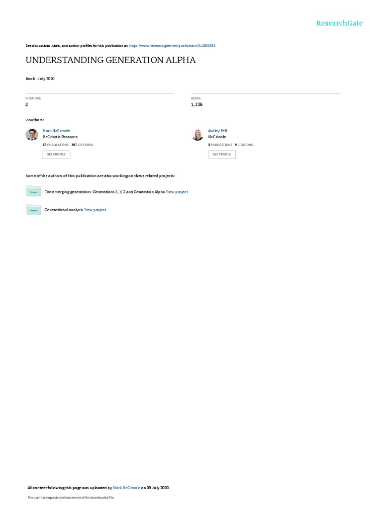 Understanding Generation Alpha: July 2020 | PDF | Millennials | Adolescence