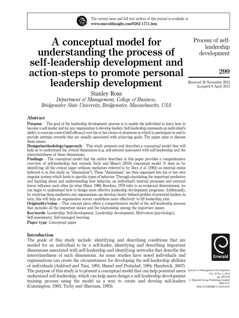 A Conceptual Model For Understanding The Process of Self-Leadership ...