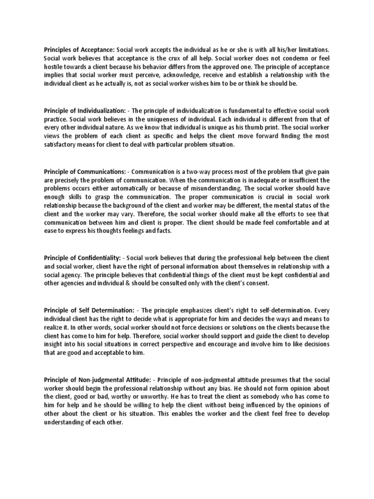 Principles of SW | PDF | Social Work | Communication