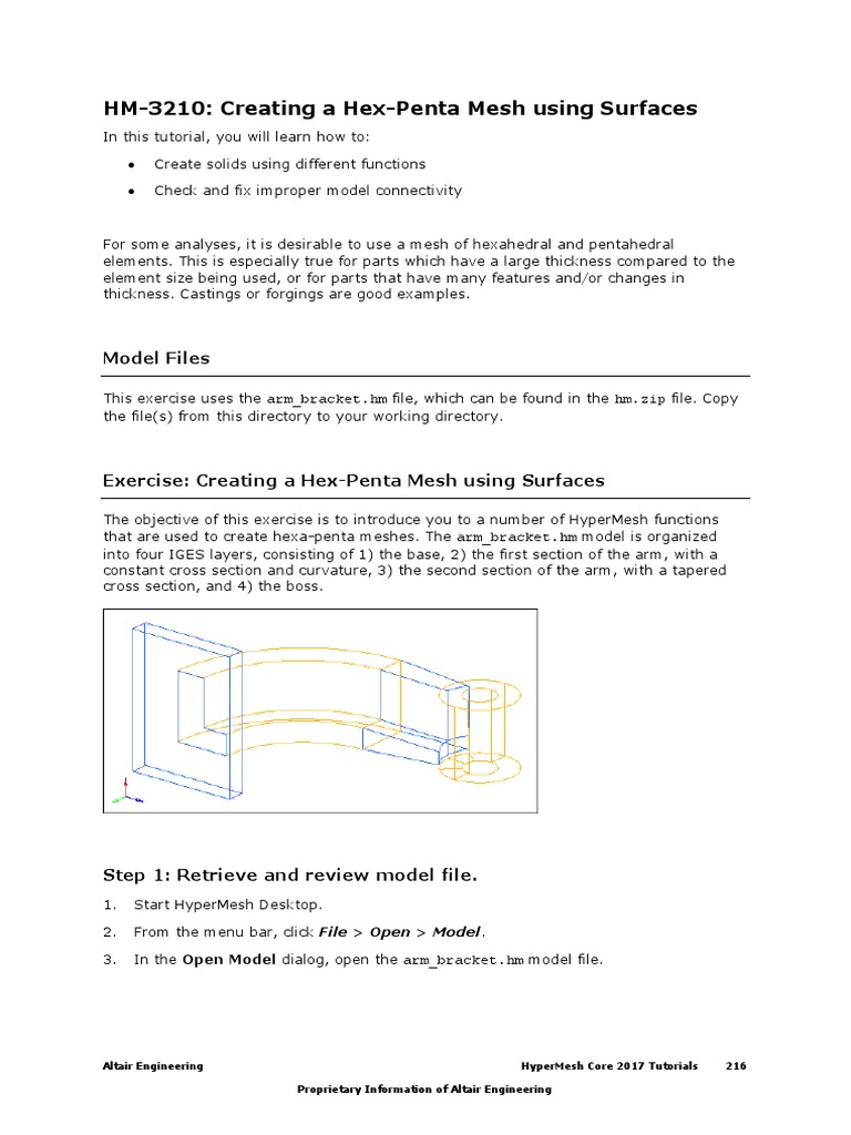HM-3210: Creating A Hex-Penta Mesh Using Surfaces: Model Files ...