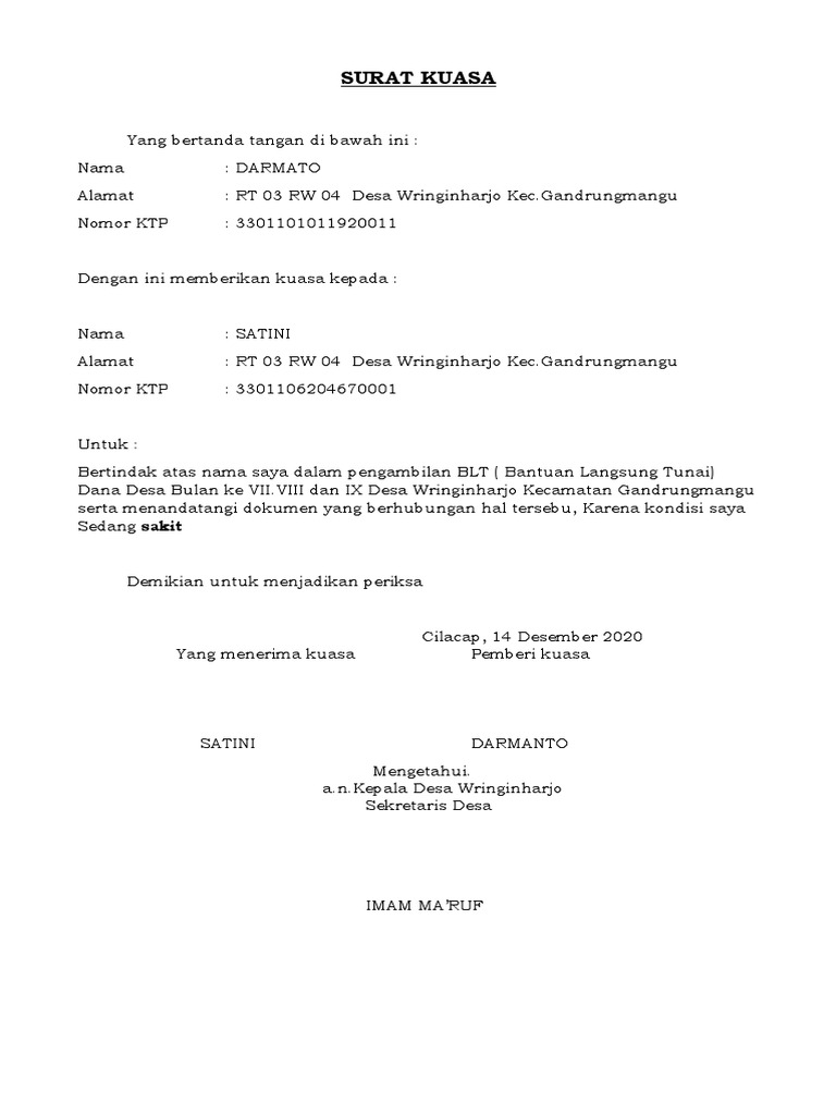 Surat Kuasa BLT-DD | PDF