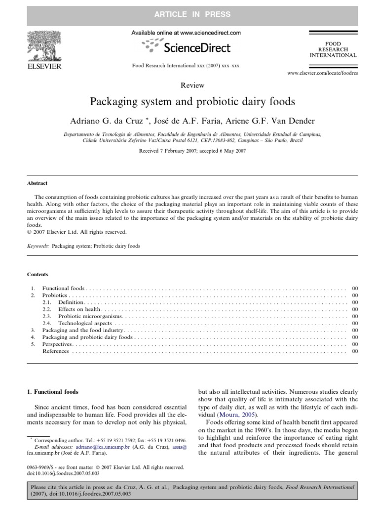 Packaging for Probiotic Yogurt Stability | PDF | Probiotic | Yogurt