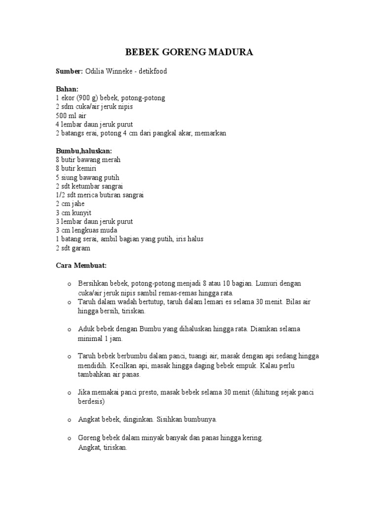 Bebek Goreng Madura | PDF