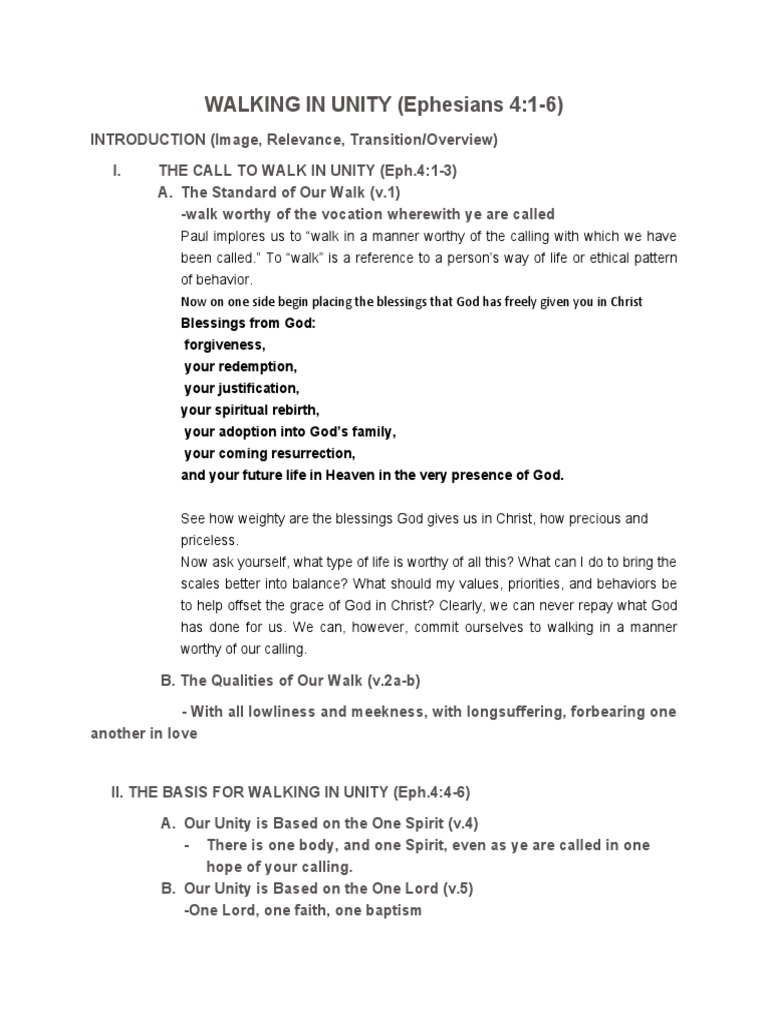 Walking in Unity | PDF | Jesus | Religious Faiths