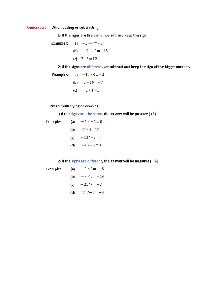 Directed Numbers | PDF