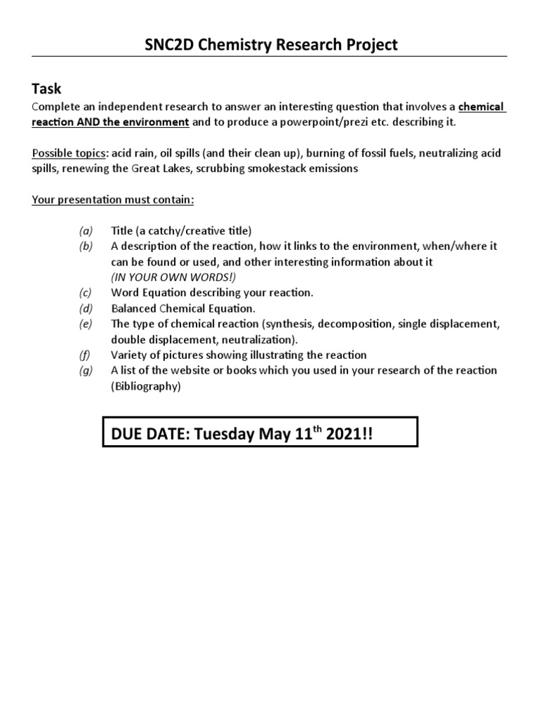Chemistry Unit Research Project 2021 | PDF | Accuracy And Precision ...
