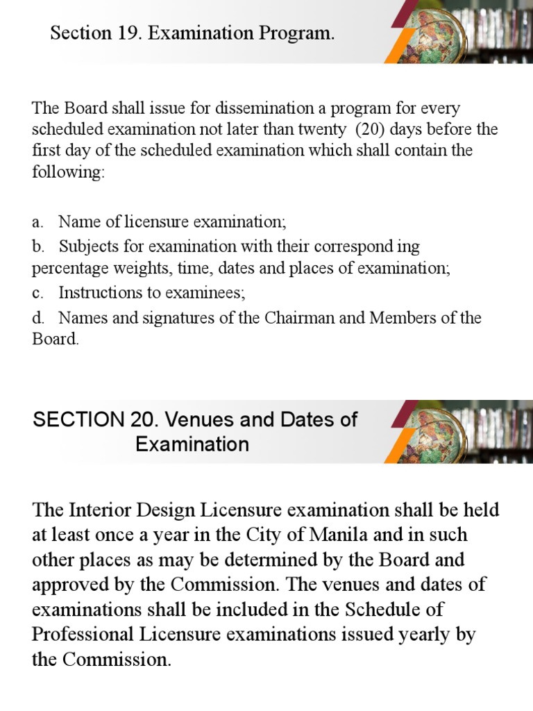 Section 19. Examination Program | PDF | Licensure | Identity Document