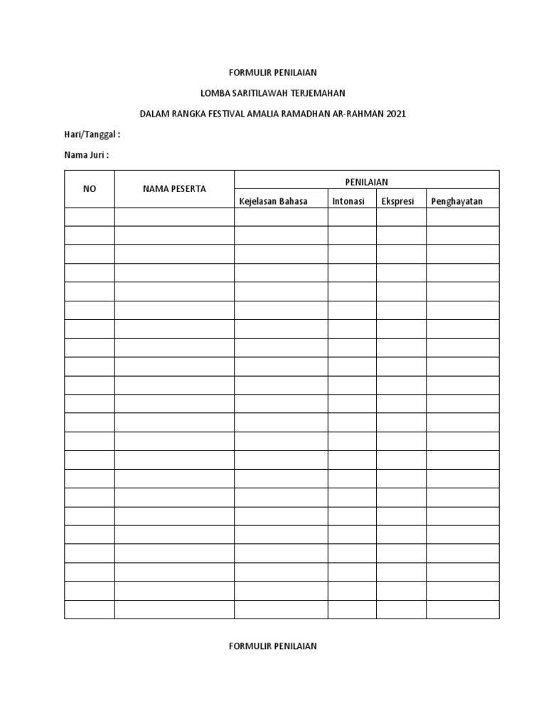 Formulir Penilaian | PDF
