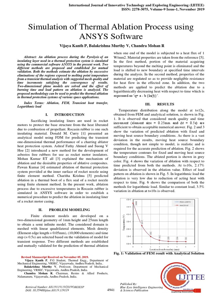 Simulation of Thermal Ablation Process Using ANSYS Software: Vijaya ...