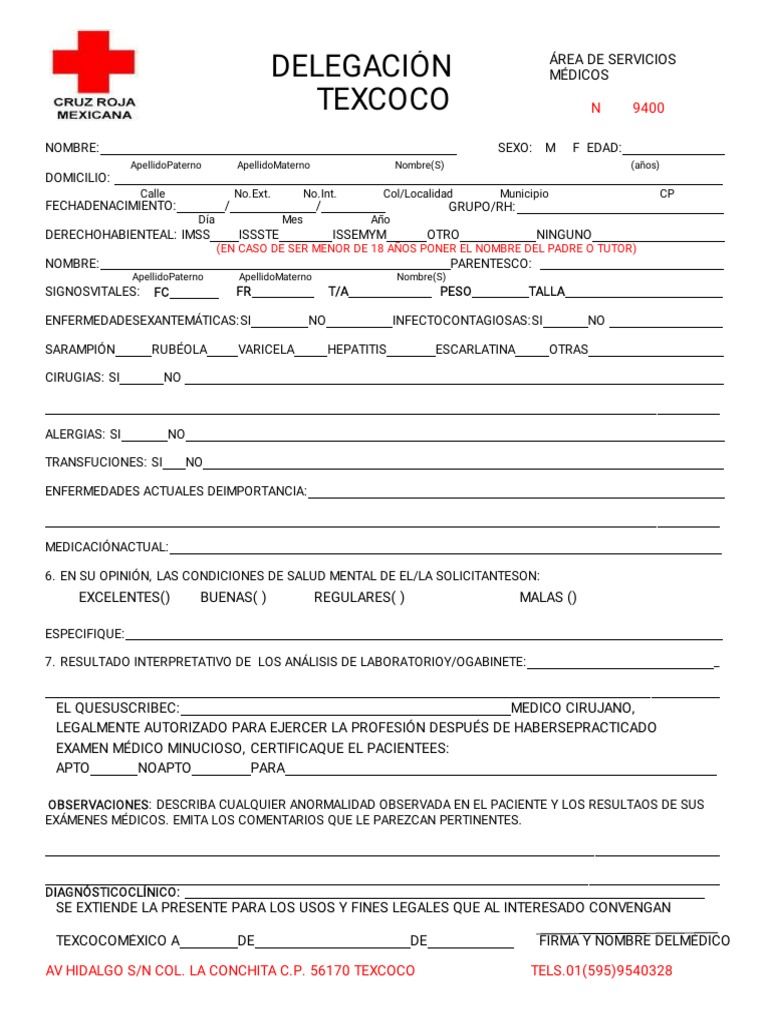 Certificado Medico Cruz Roja | PDF