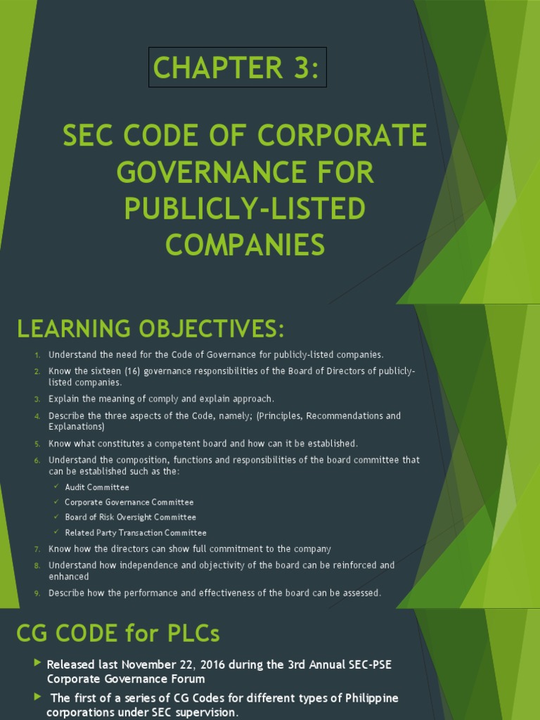 Sec Code of Corporate Governance For Publicly-Listed Companies | PDF ...