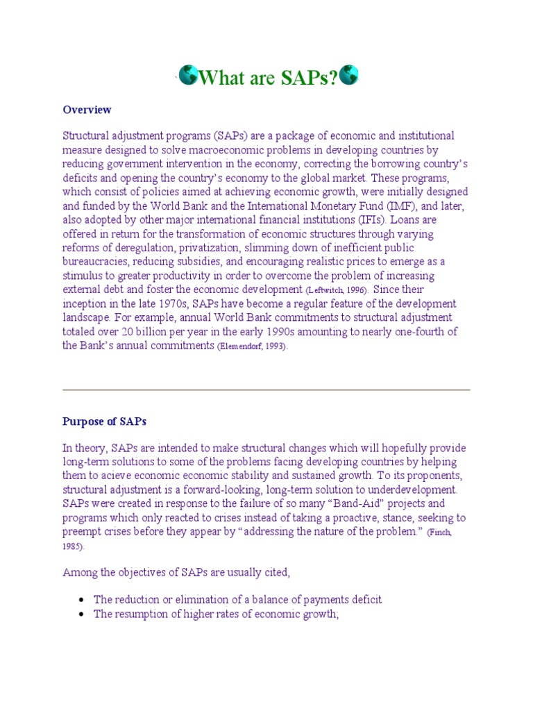 What Are Saps?: (Leftwitch, 1996) | PDF | Structural Adjustment ...