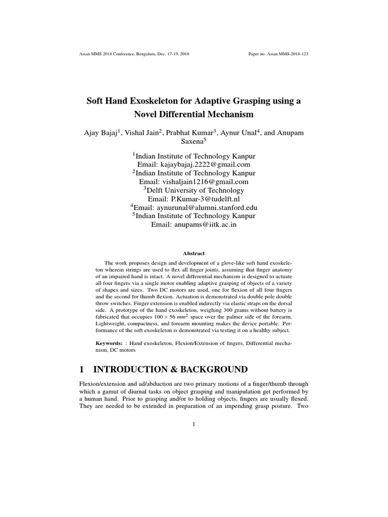 Soft Hand Exoskeleton For Adaptive Grasping Using A Novel Differential ...