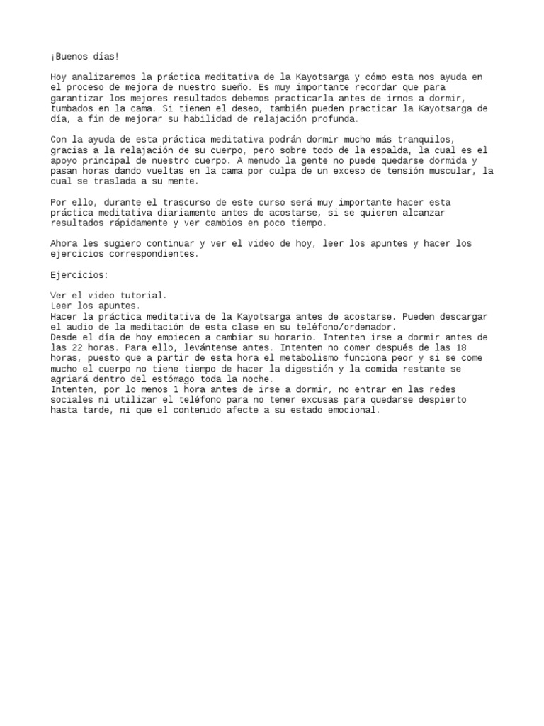 Semana 1 - Día 2 - La Práctica Meditativa de La Kayotsarga | PDF