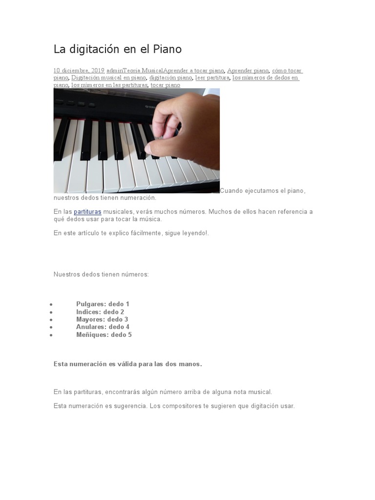 La Digitación en El Piano | PDF