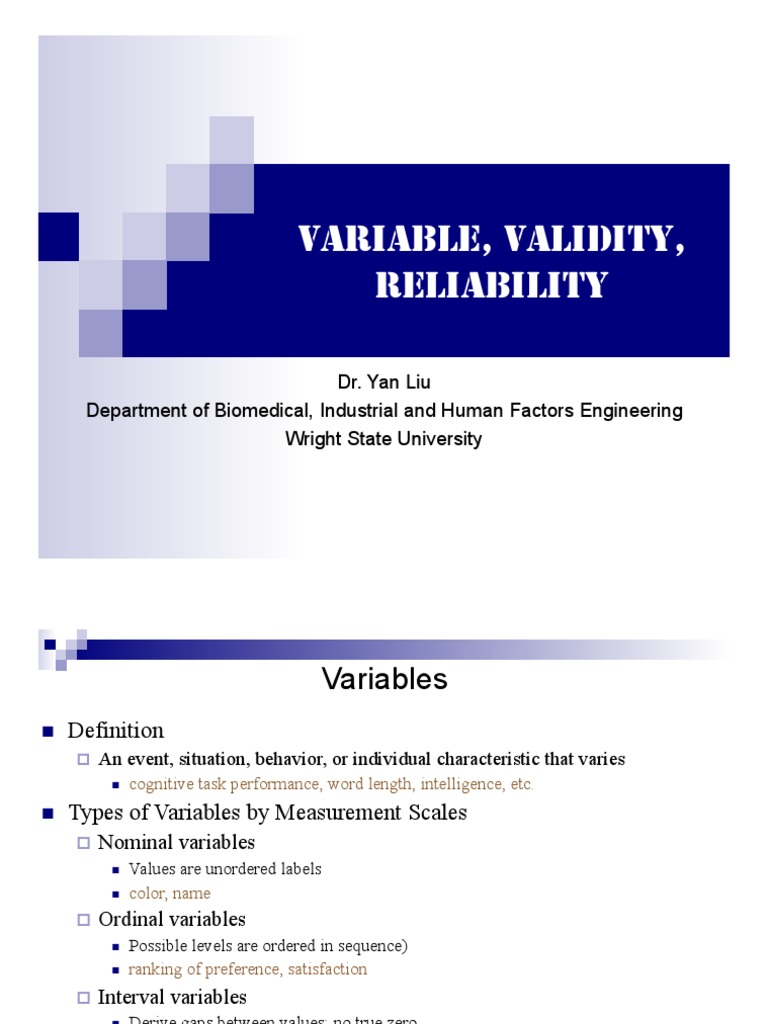 Variable, Validity, Reliability | PDF | Validity (Statistics) | Cronbach's Alpha