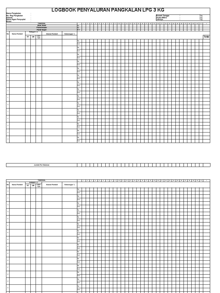 Logbook Penyaluran LPG 3 KG | PDF