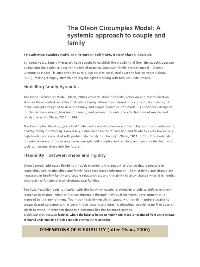 The Olson Circumplex Model of Family Functioning | PDF | Family Therapy ...