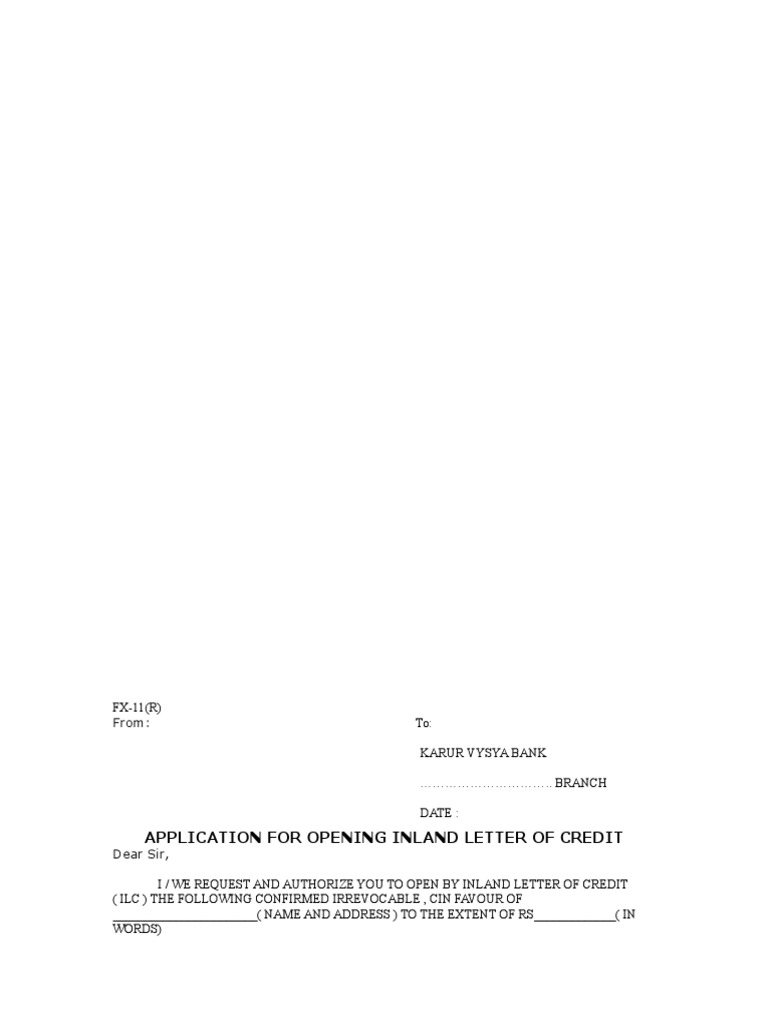 Application For Opening Inland Letter of Credit | PDF | Letter Of ...