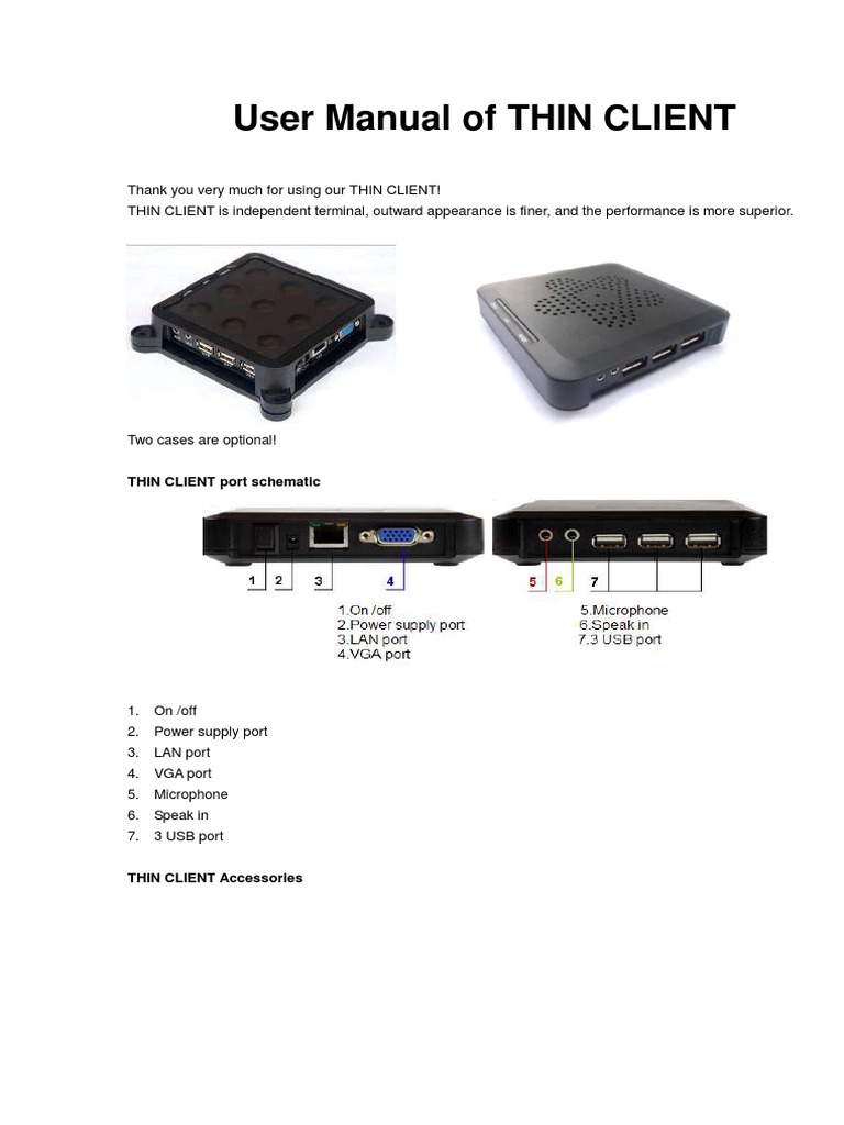 User Guide for the THIN CLIENT Terminal: Setup, Features ...