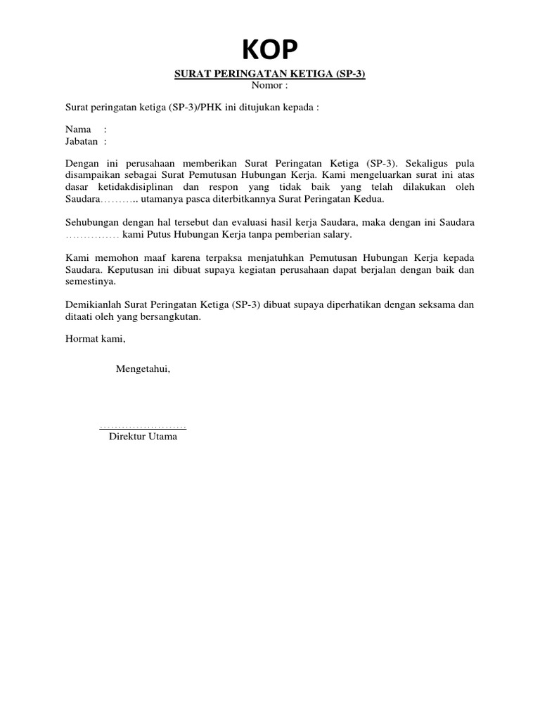 Surat Peringatan Ke 3 | PDF