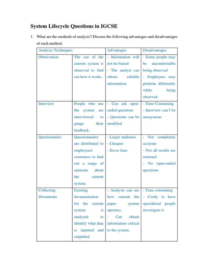 IGCSE System Development Lifecycle Guide | PDF | Life Cycle Assessment ...