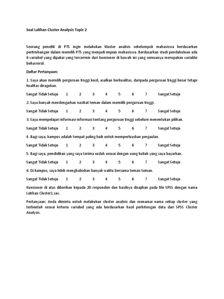 Soal Latihan Cluster Analysis | PDF