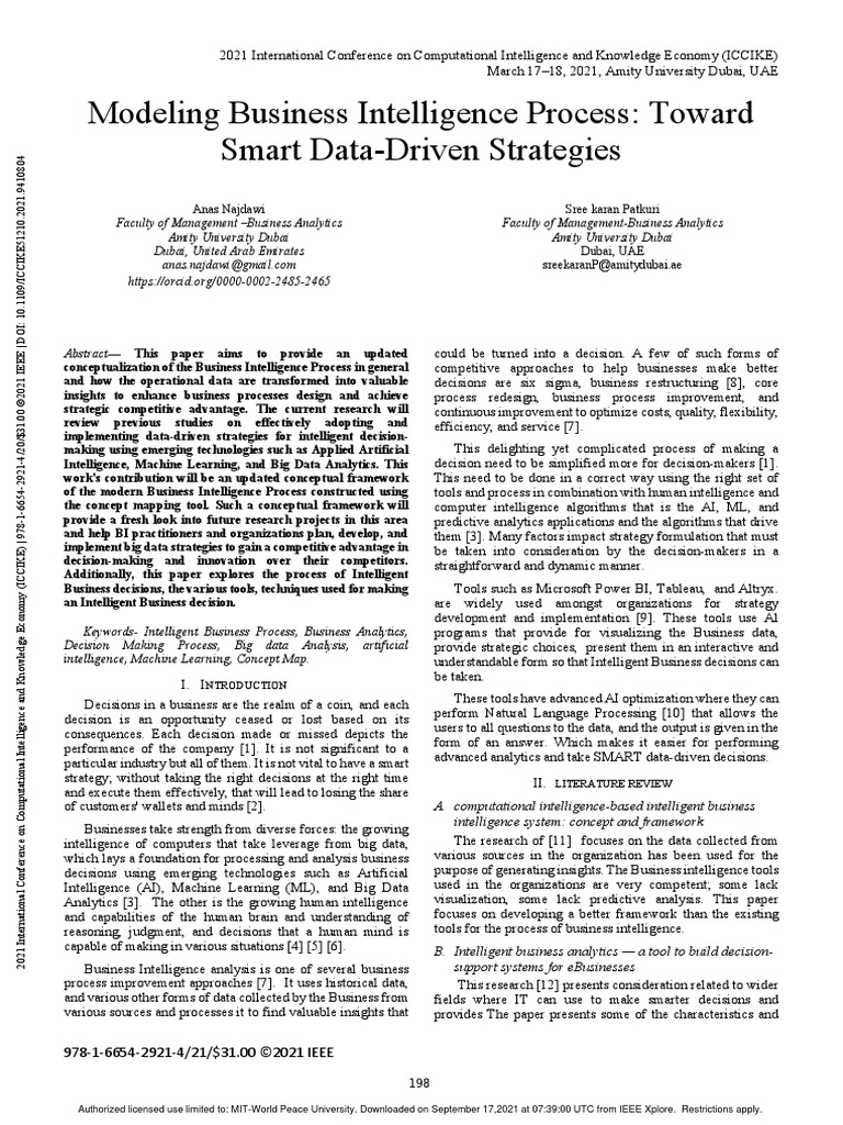 Modeling Business Intelligence Process Toward Smart Data-Driven ...