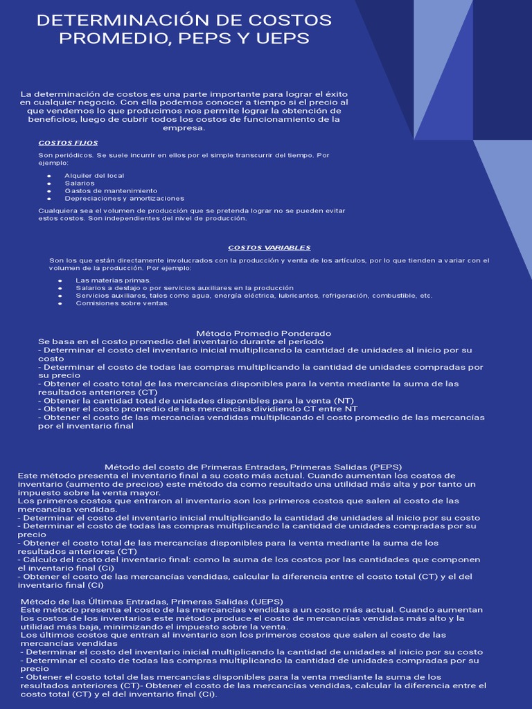 Determinacion de Costos Promedio, Peps, Ueps 10 | PDF | Costo | Inventario