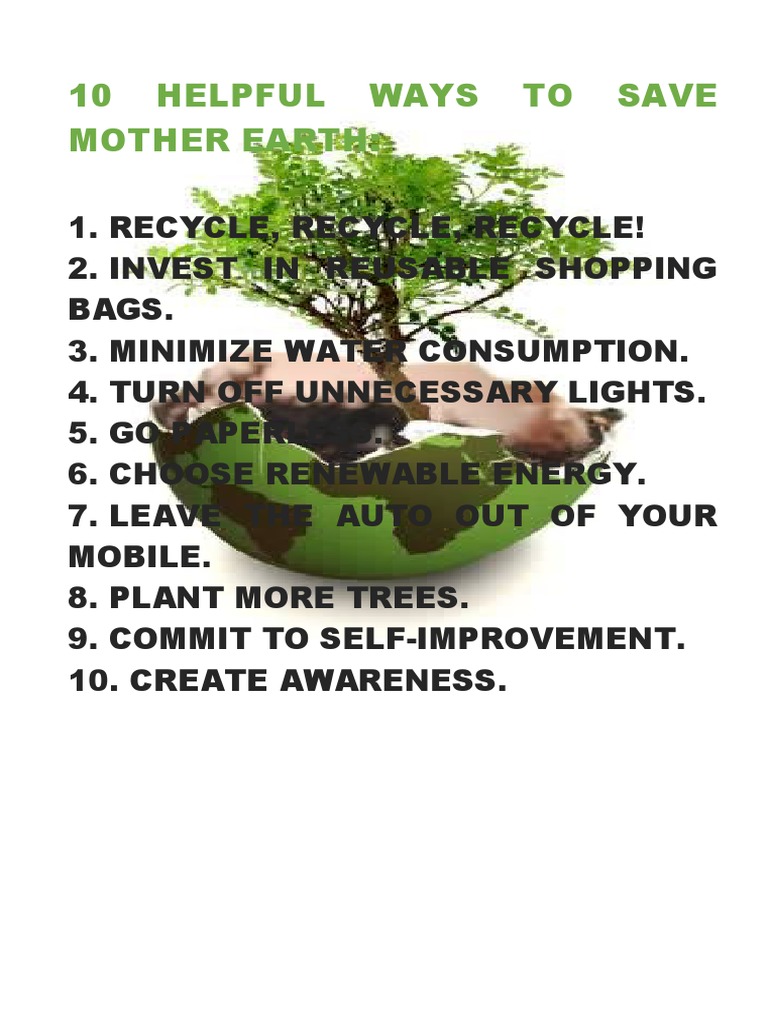 10 Helpful Ways To Save Mother Earth | PDF