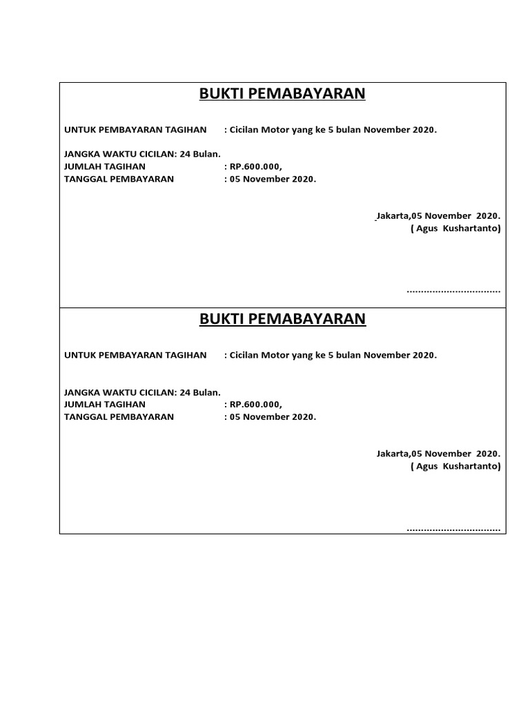 Bukti Pembayaran Motor | PDF