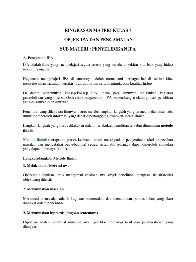 Bab 1 Objek Ipa Dan Pengamatannya | PDF