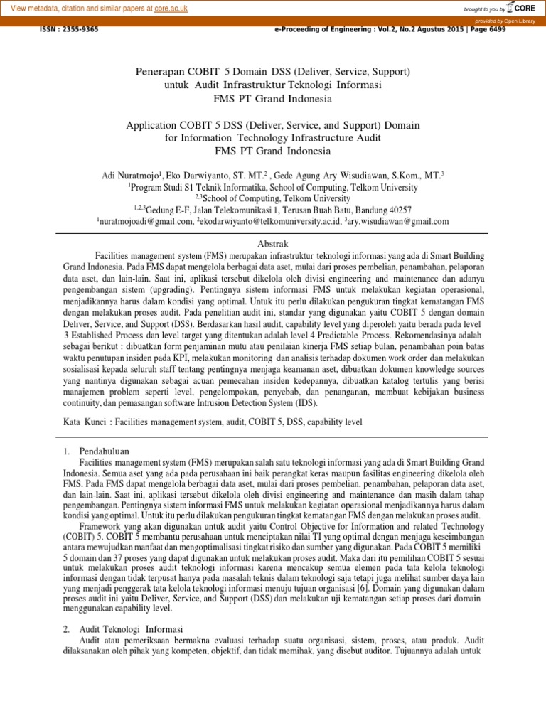 Domain DSS Cobit 5 Jurnal | PDF