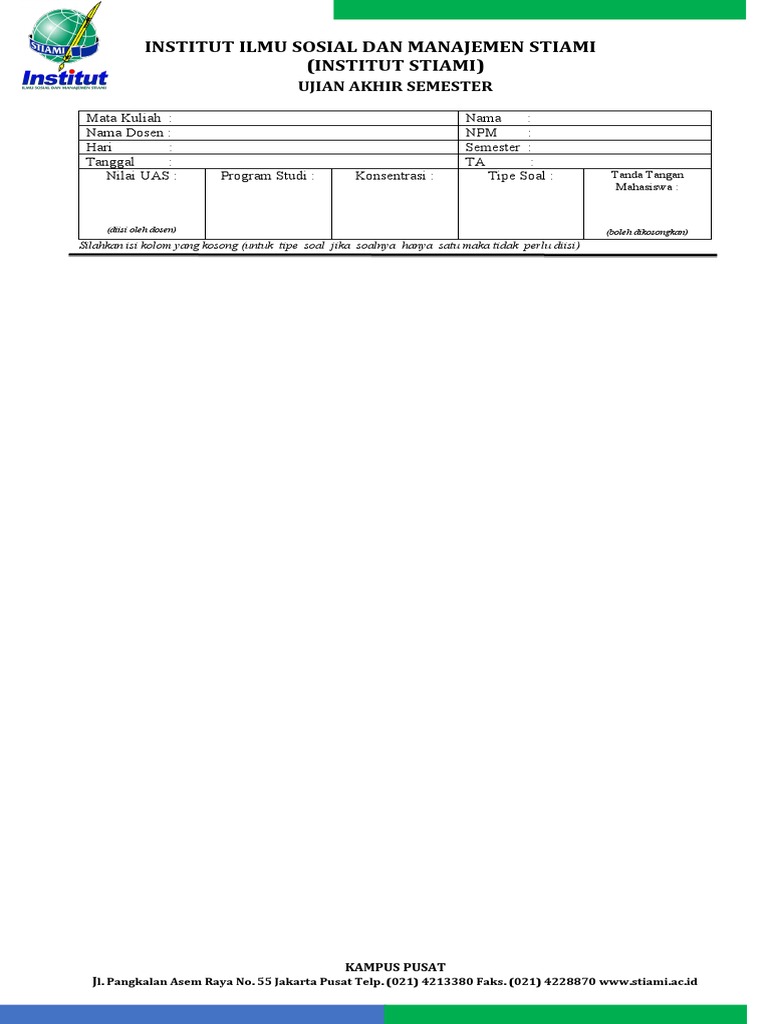 Template Jawaban Soal | PDF
