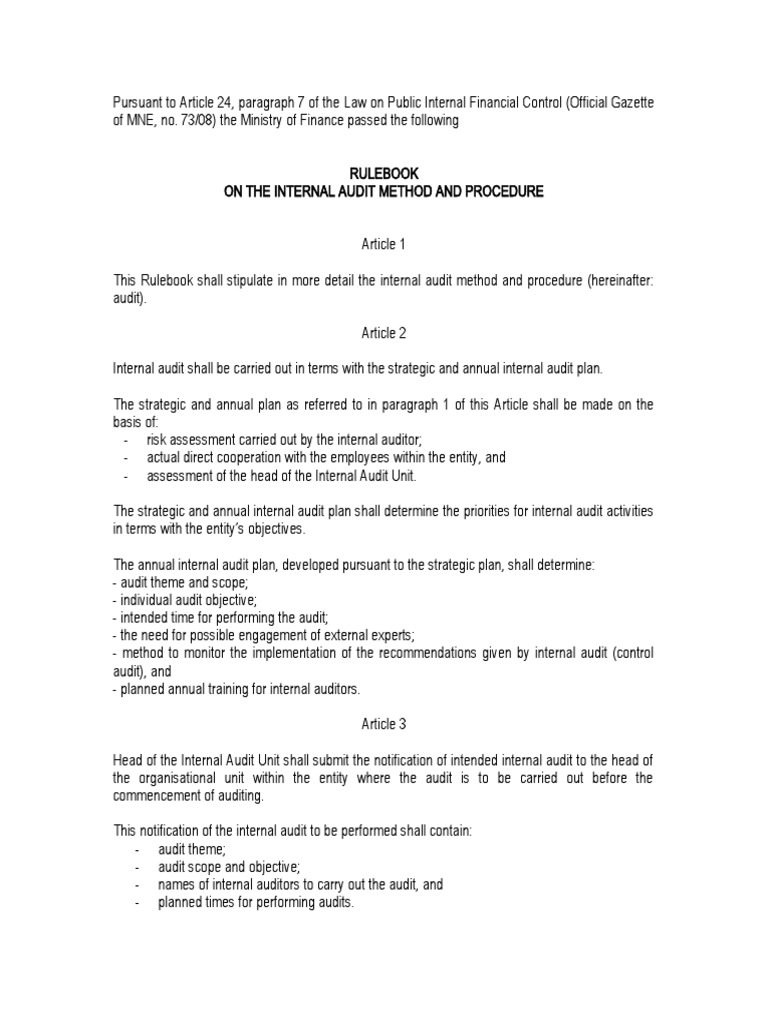 Internal Audit Procedures Rulebook | PDF | Internal Audit | Audit