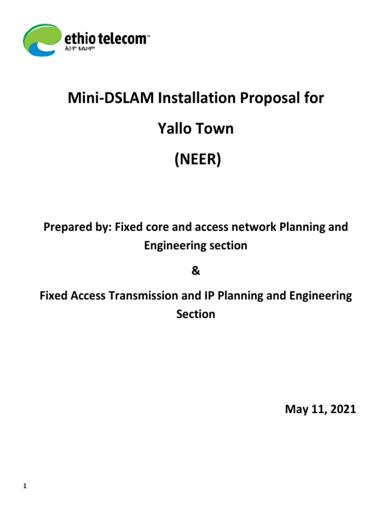 Mini-DSLAM Installation Proposal For Yallo Town (NEER) | PDF | Computer ...