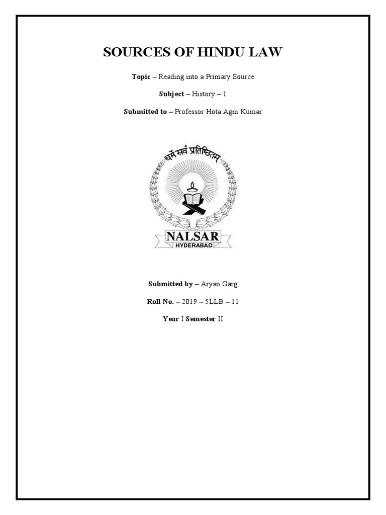 Sources of Hindu Law | PDF | Vedas | Precedent
