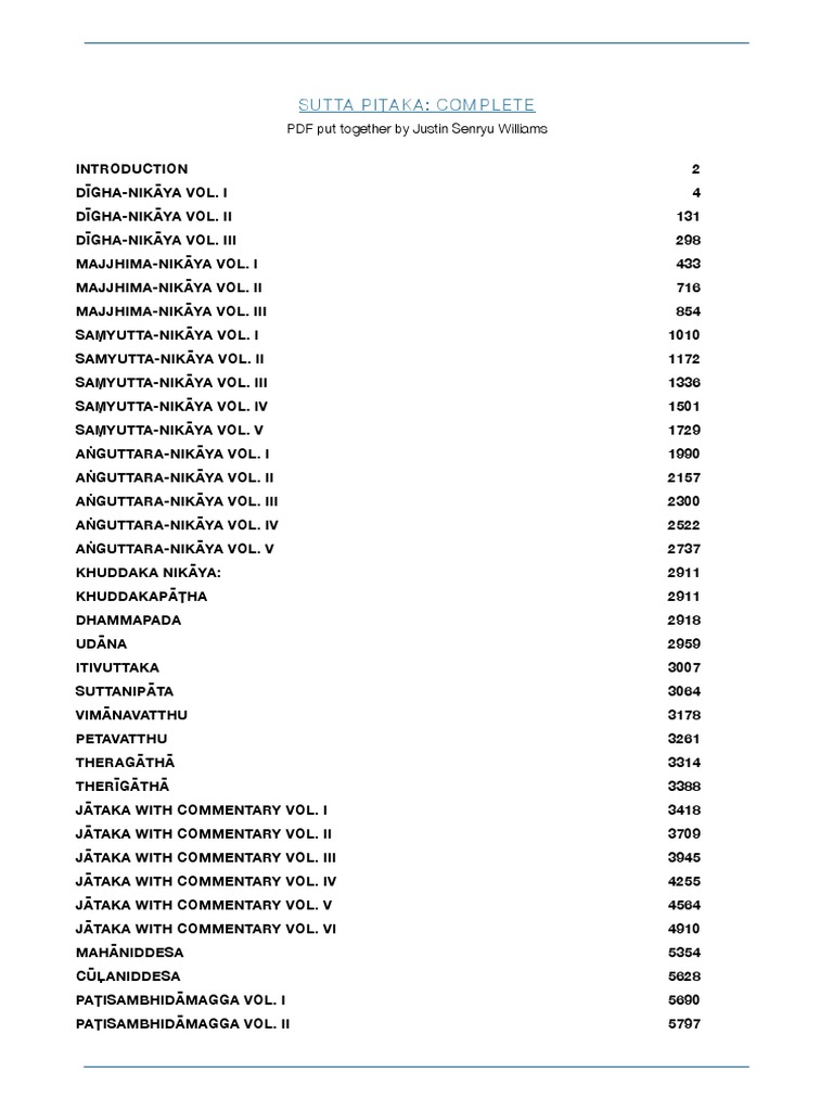 Sutta Pi Aka Complete | PDF | Pali | Religious Texts