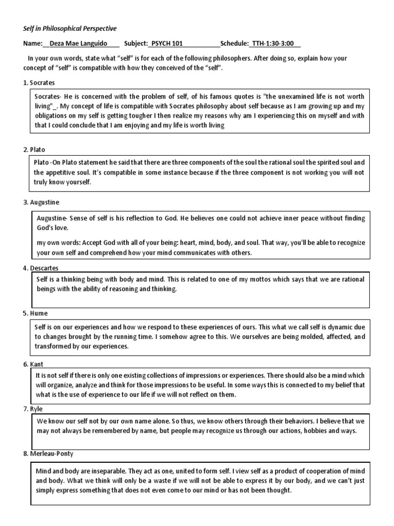 LANGUIDO-Self in Philosophical Perspective | PDF | Soul | Mind