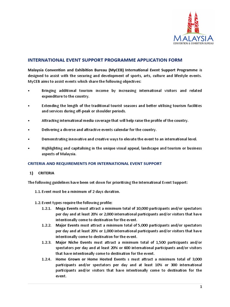 International Event Support Programme Application Form | PDF ...