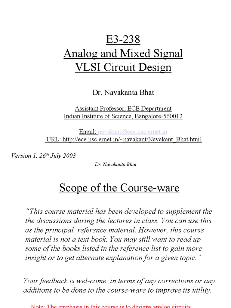 Ebook Electronics Analog And Mixed Signal Vlsi Circuit Pdf