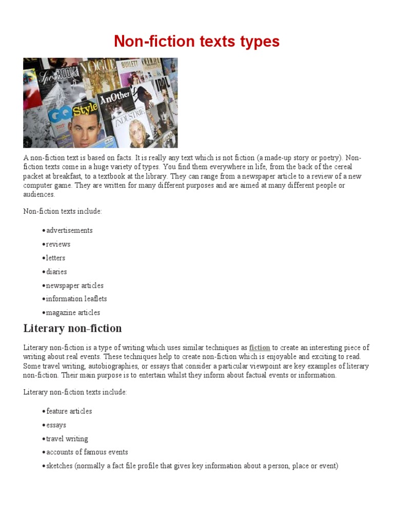 Non-fiction text types explained | PDF | Essays | Question