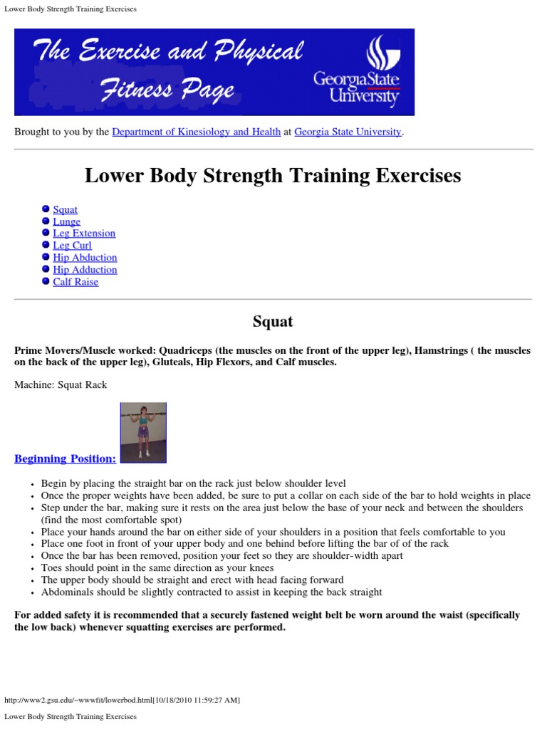 Beginner's Guide to Lower Body Exercises | PDF | Anatomical Terms Of ...