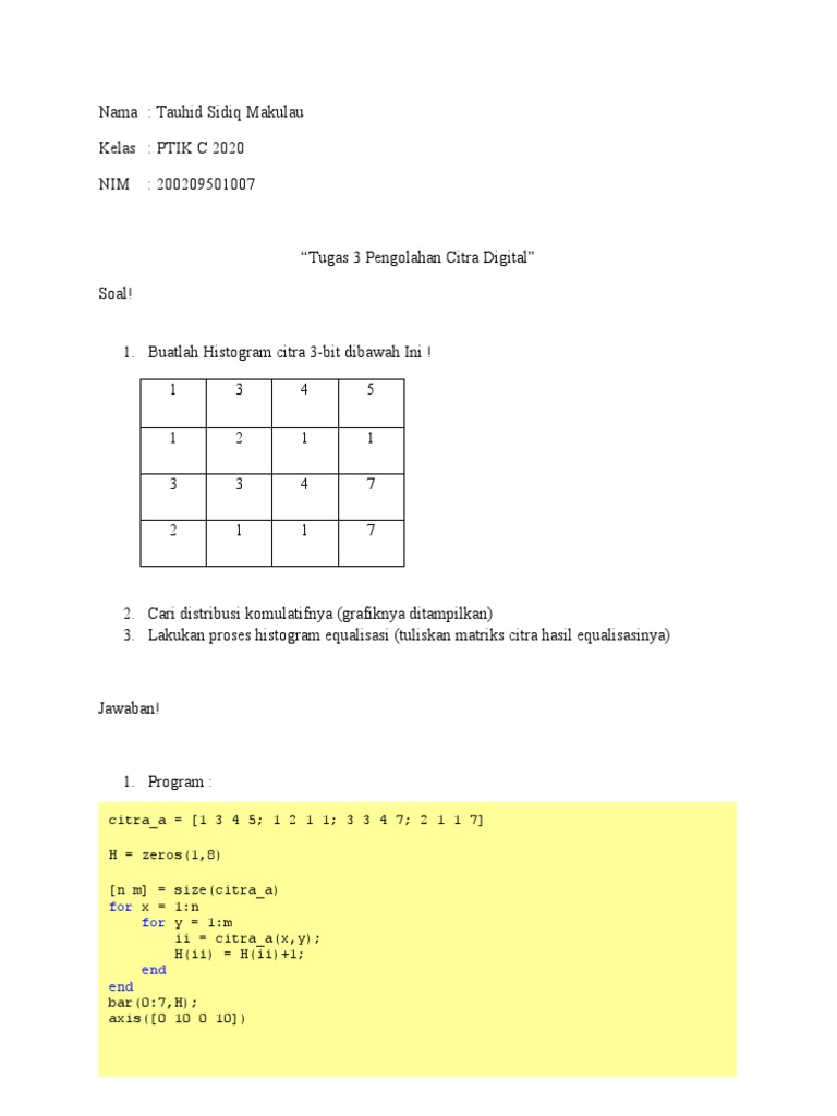 Tugas 3 Pengolahan Citra Digital | PDF | Teaching Methods & Materials | Science & Mathematics