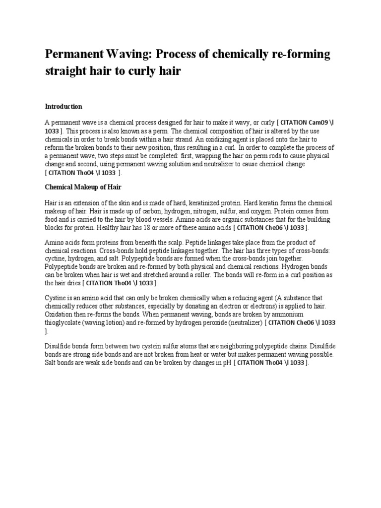Permanent Waving: Process of Chemically Re-Forming Straight Hair To ...