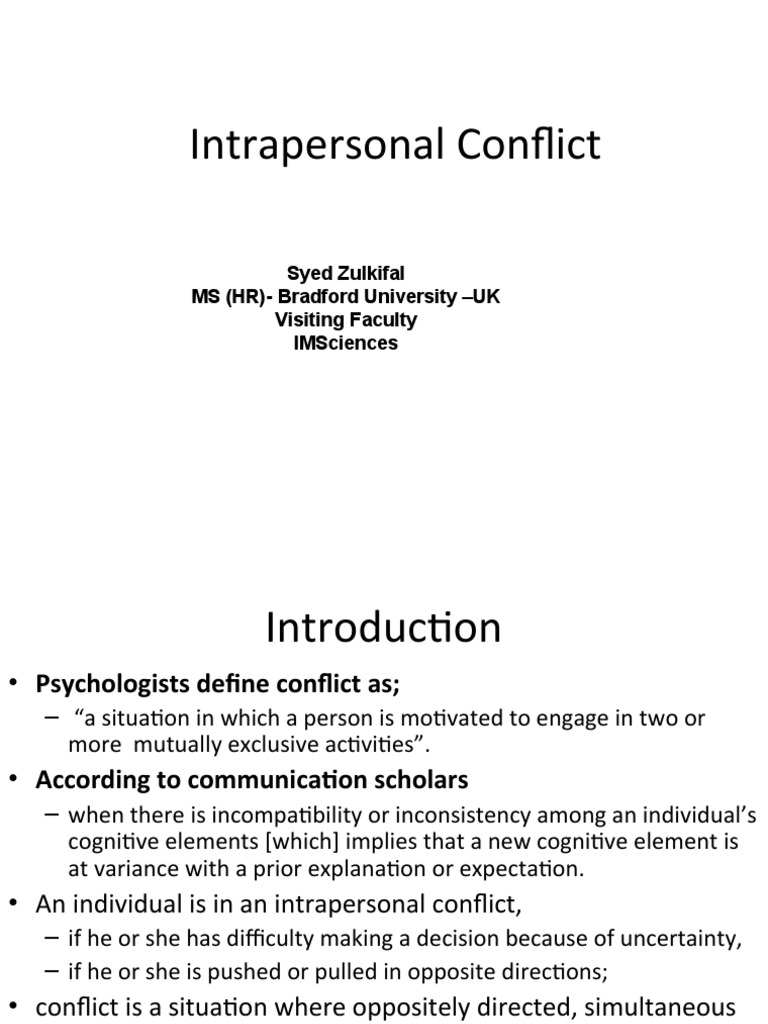 Intrapersonal Conflict Examples
