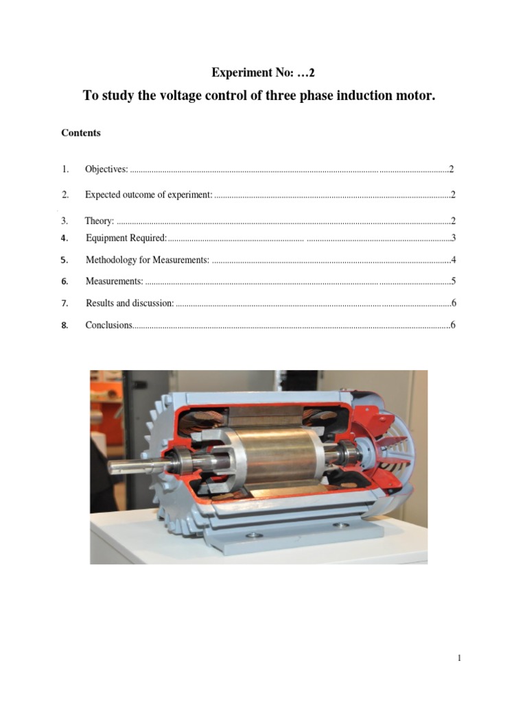 Voltage Control of Three Phase Induction Motor Experiment | PDF ...